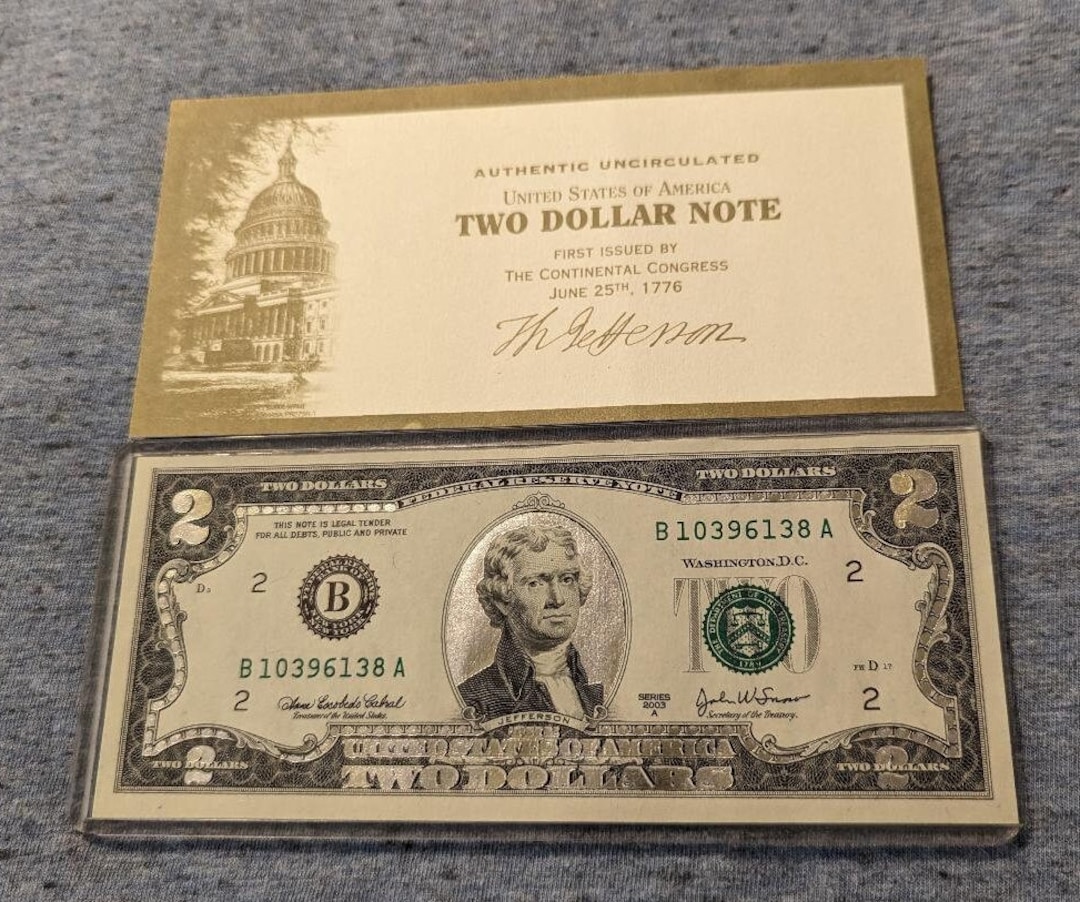 22K Gold Layered 2003 Two Dollar Bill "uncirculated" - ( Only 1 in ...