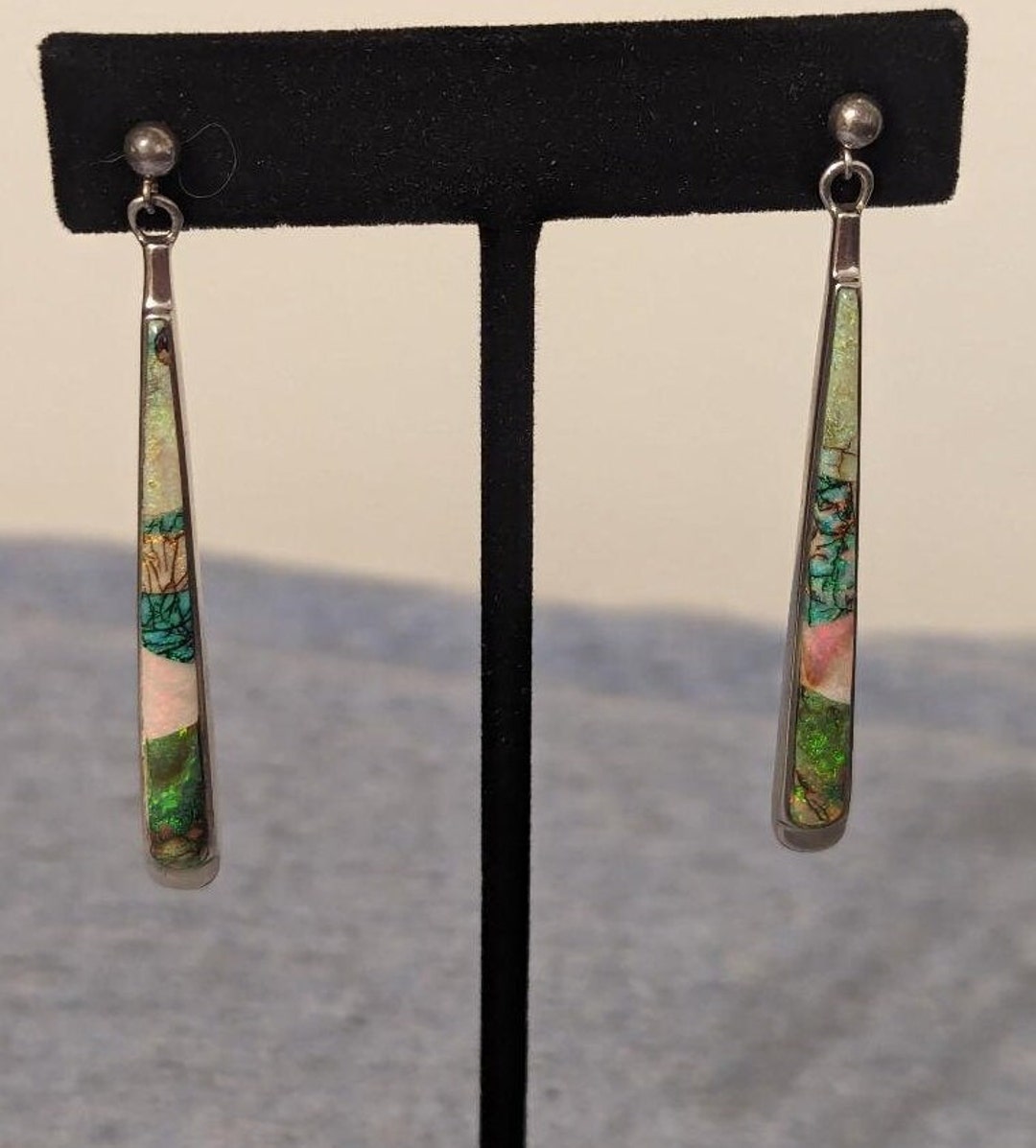Navajo Artist Calvin Begay Sterling Silver Light Green, Hot Pink ...