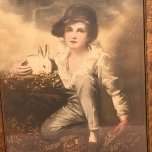 Antique Reproduction of the Painting Boy and Rabbit by Sir - Etsy