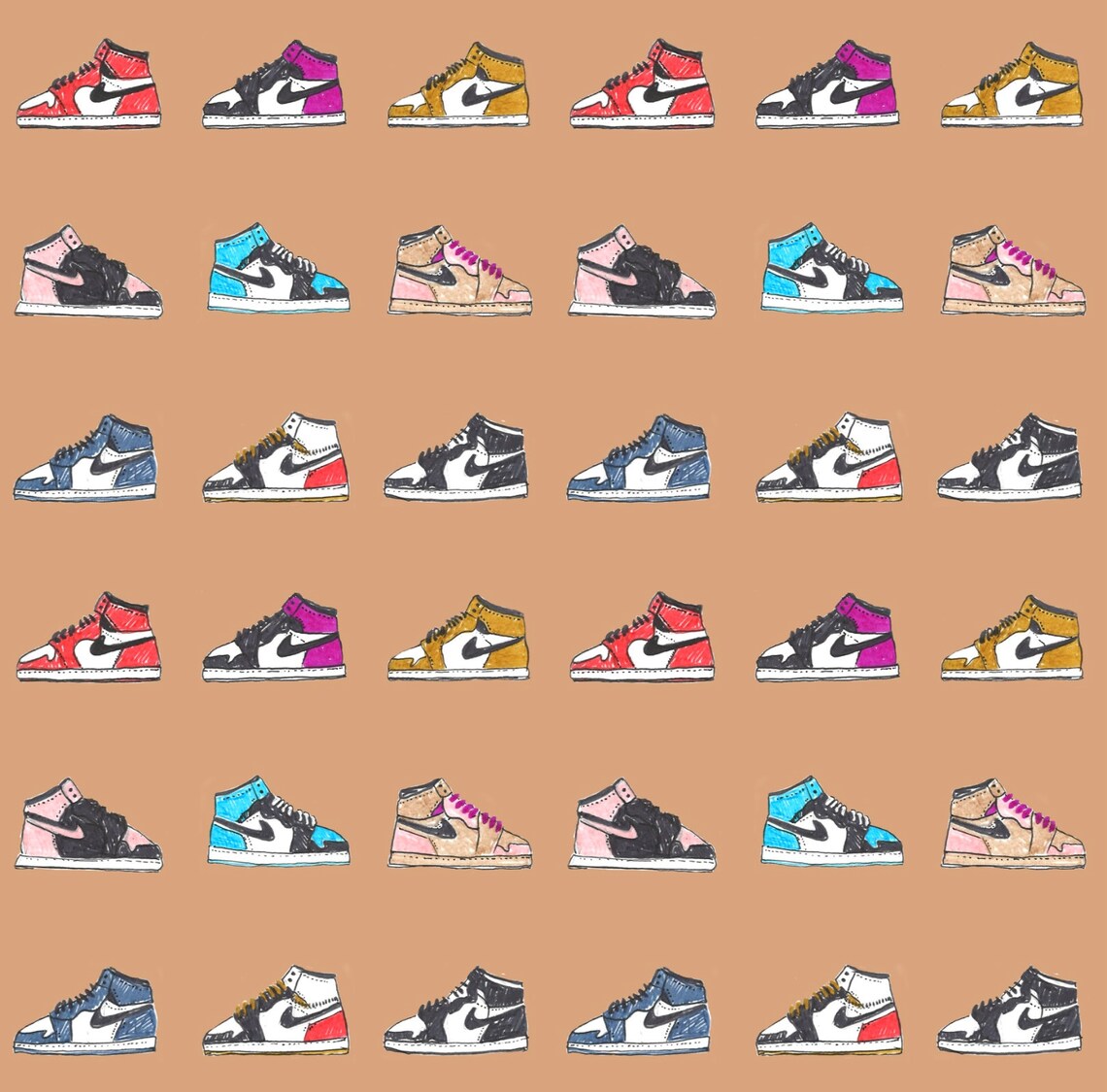 Sneakers Clipart 300 Dpi.seamless Pattern Set 2 Pcs.sneakers.asset With ...