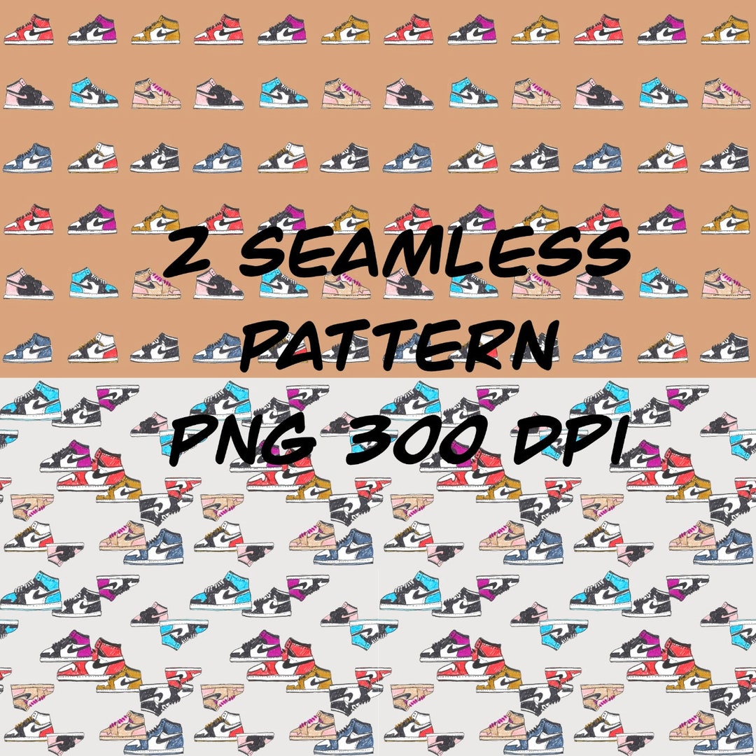 Sneakers Clipart 300 Dpi.seamless Pattern Set 2 Pcs.sneakers.asset With ...