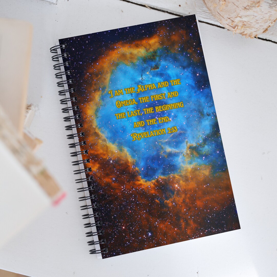 Bible Verse Jesus Quote Alpha Omega With Nebula Spiral Notebook - Etsy