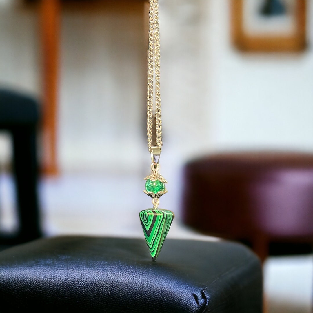 Aurum Alchemy's Malachite Divination Pendulum Necklaces Handcrafted ...