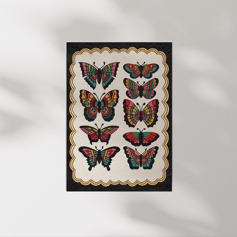 Butterflies Tattoo Flash Sheet - Etsy
