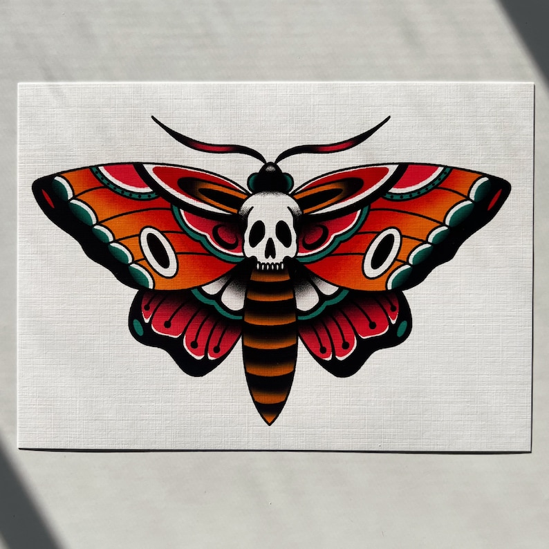 American Traditional Death Moth Tattoo Art Print - Etsy