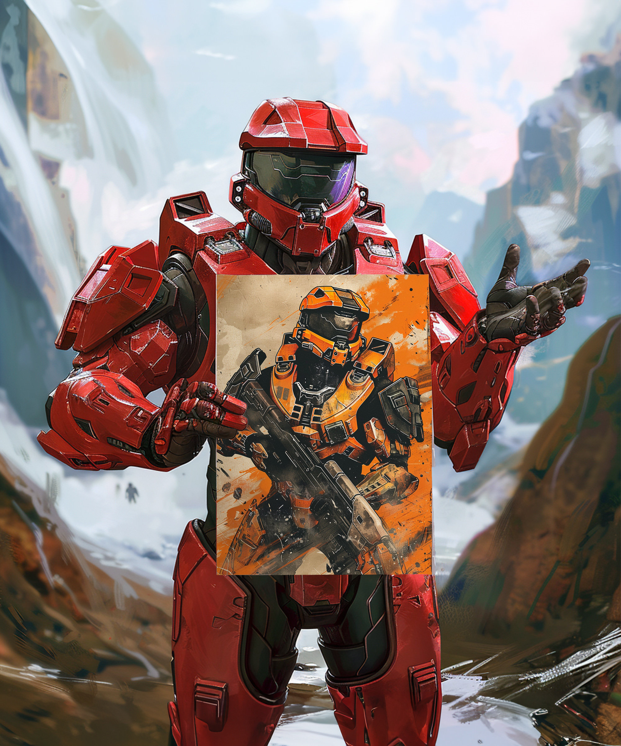 Halo Inspired Wall Art Tangerine Titan Halo 3 Orange Spartan Art - Etsy