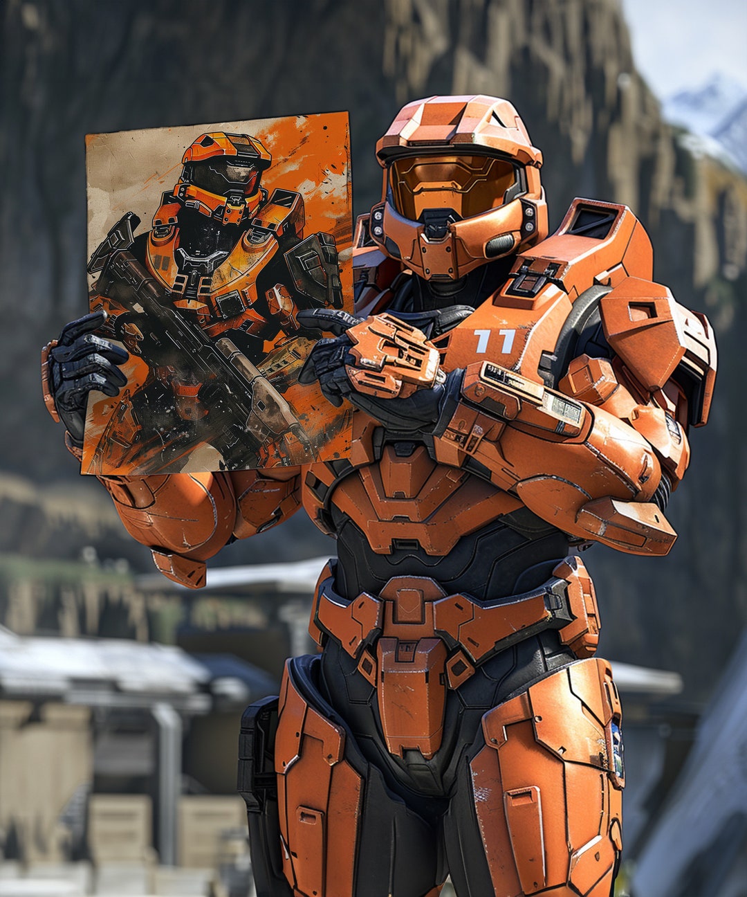 Halo Inspired Wall Art Tangerine Titan Halo 3 Orange Spartan Art - Etsy