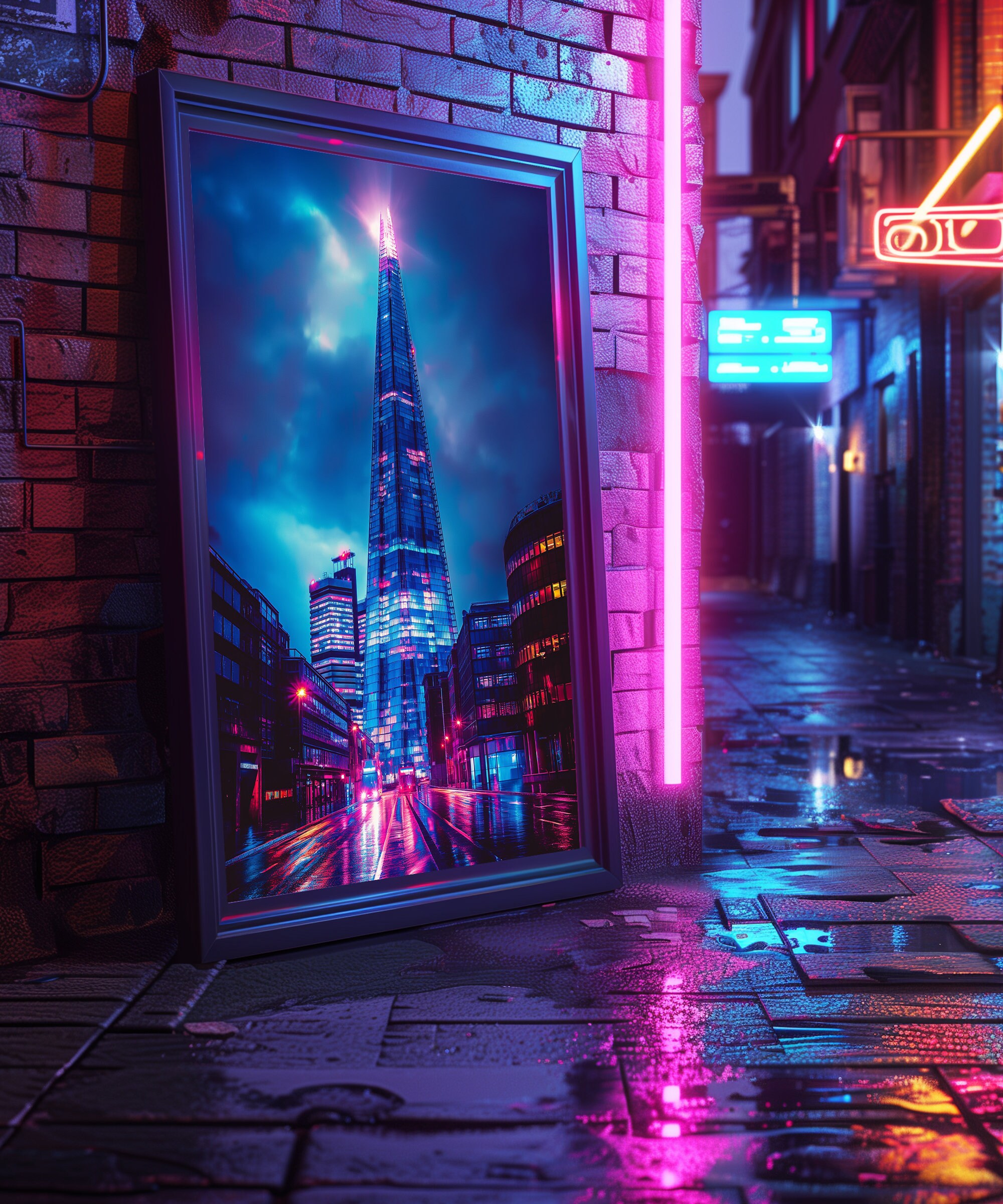Neon Nightscape the Shard Poster - Electric London Skyline Art Print - Etsy