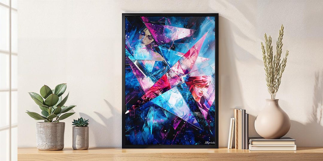 Vi Vs Jinx Abstract Art - League of Legends Minimalist Geometric Print ...