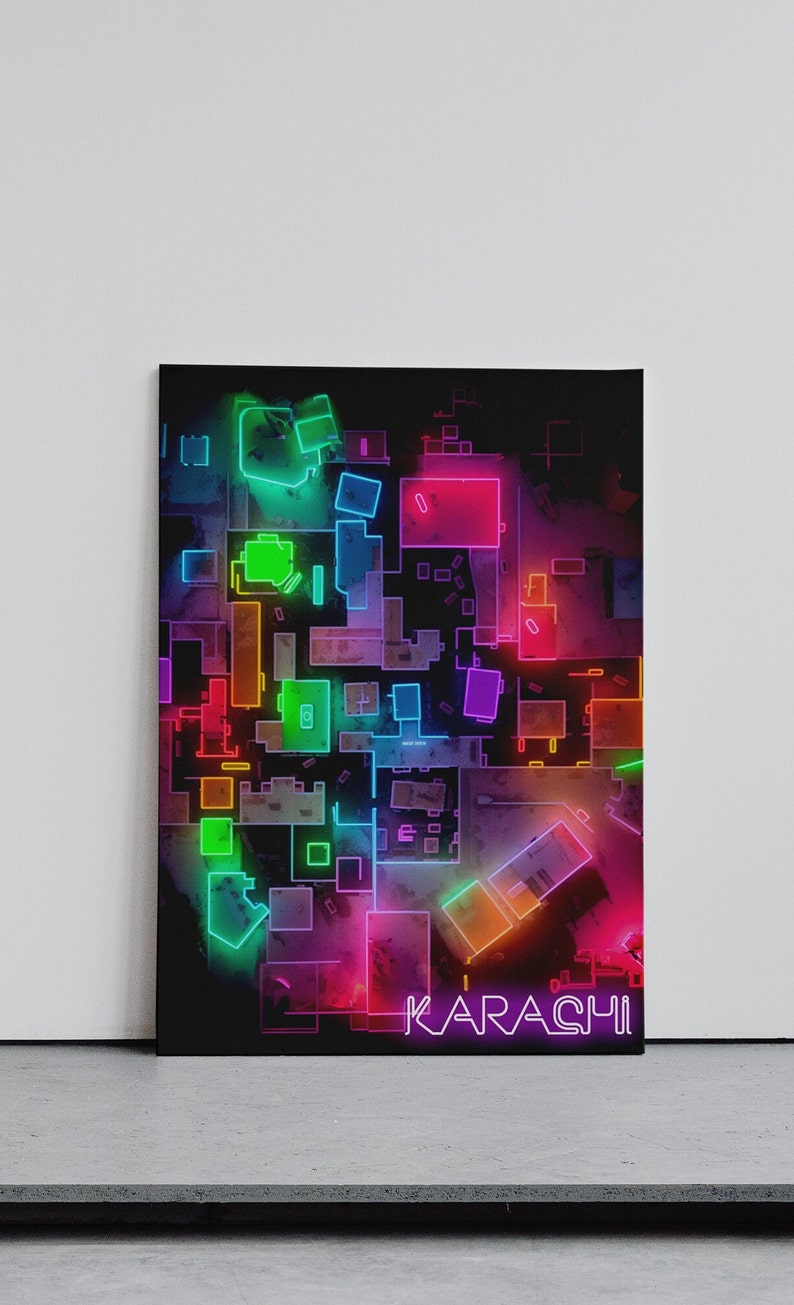 Custom Neon Call of Duty Map Art - Personalized Gamer Decor - Gaming ...