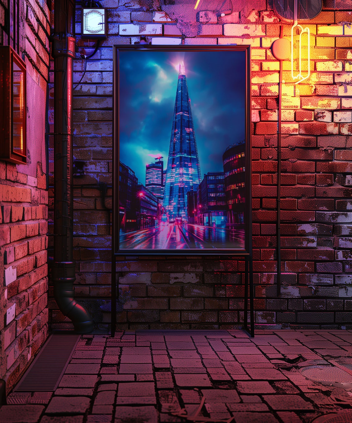 Neon Nightscape the Shard Poster Electric London Skyline Art Print - Etsy