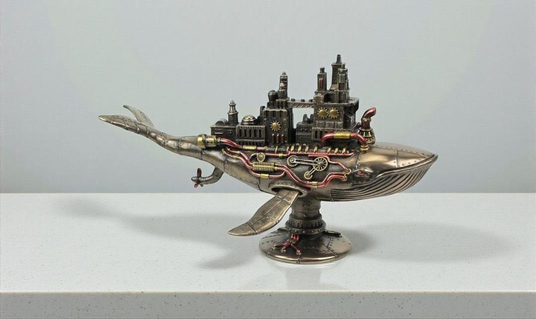 Steampunk Galactic Colony Whale Statue, 28 Cm/11 Inches, Cold Cast ...