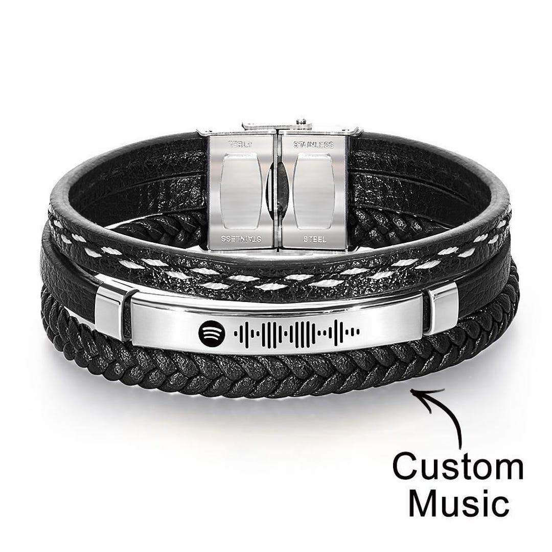 Scannable Code Music Song Bracelet Personalized Multy Layer Leather and ...