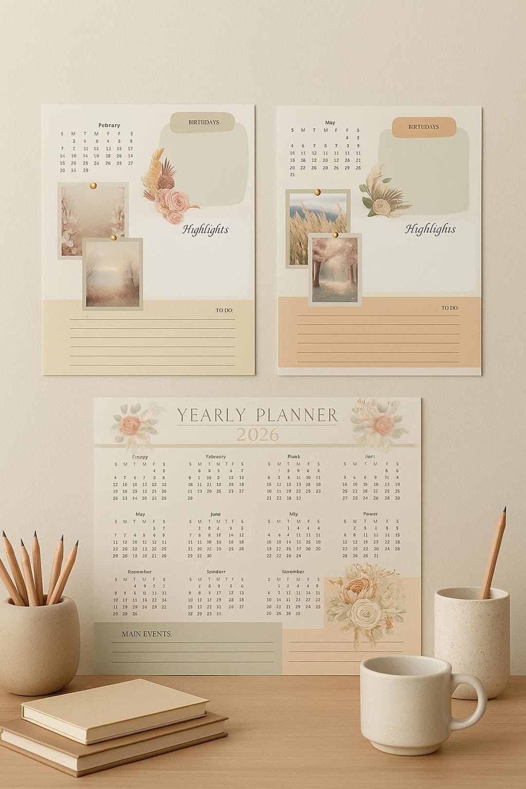 2026 Floral Yearly Planner Digital Download | Elegant Goal Tracker ...