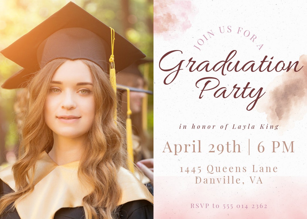 Pink Graduation Invitations - Etsy