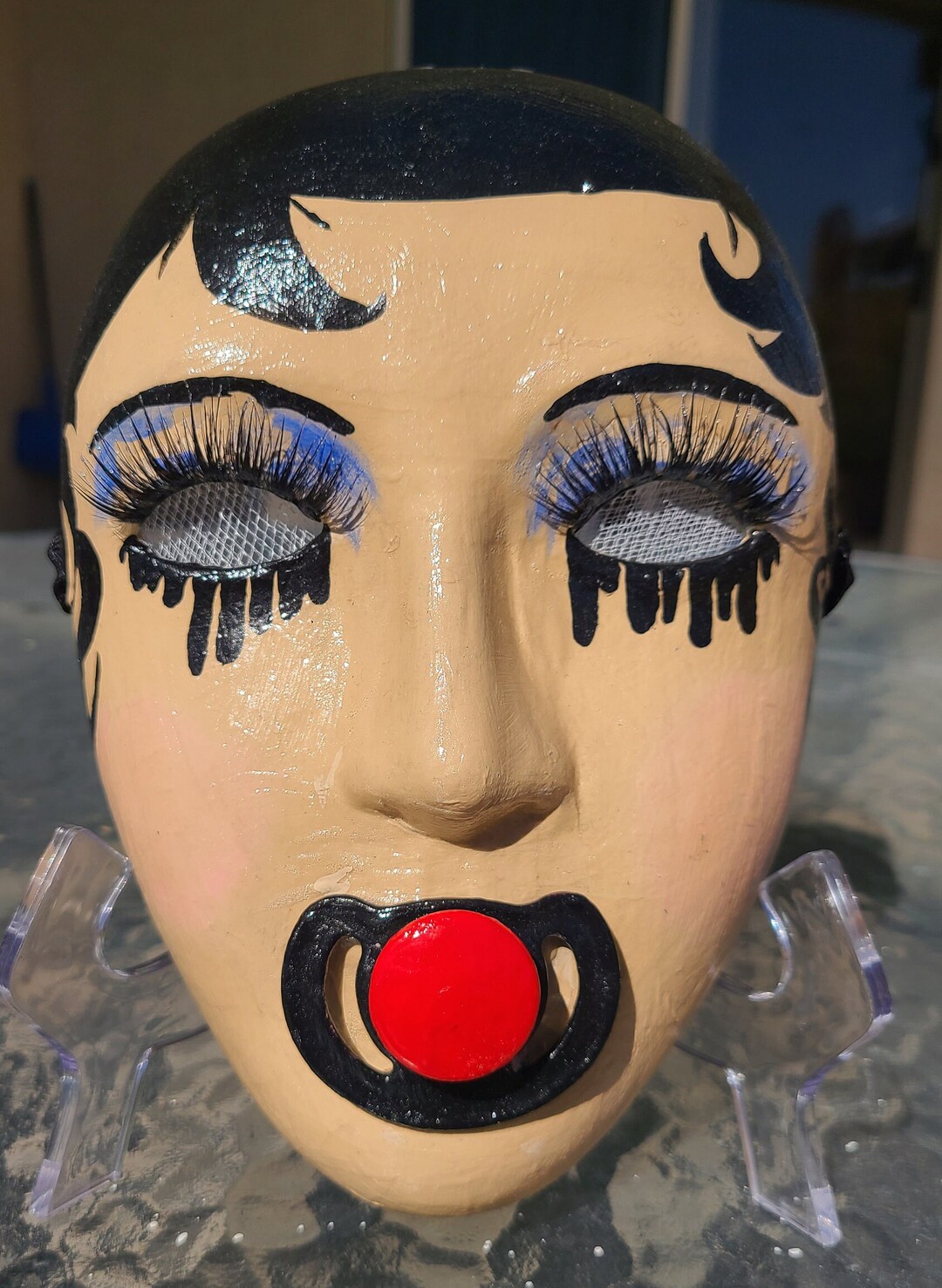 Doll Face Paper Mache Mask Macabre Doll Mask Binky and Eyelash - Etsy