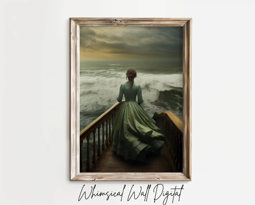 Vintage Woman Printable Instant Digital Download Wall Art Retro Seaside Painting Nautical ...