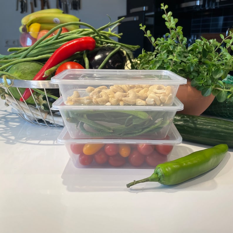 50 Clear Takeaway Plastic Food Container With Lid 500 Ml - Etsy