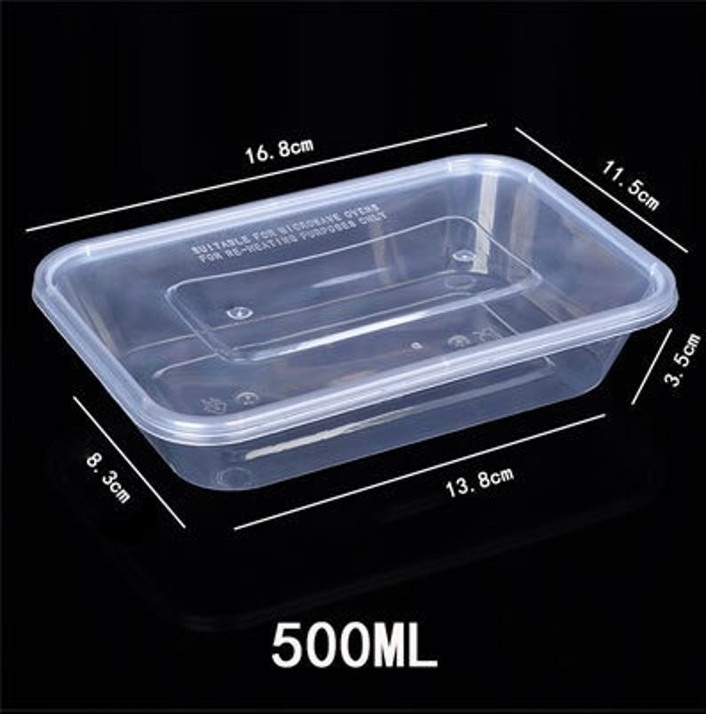 50 Clear Takeaway Plastic Food Container With Lid 500 Ml - Etsy