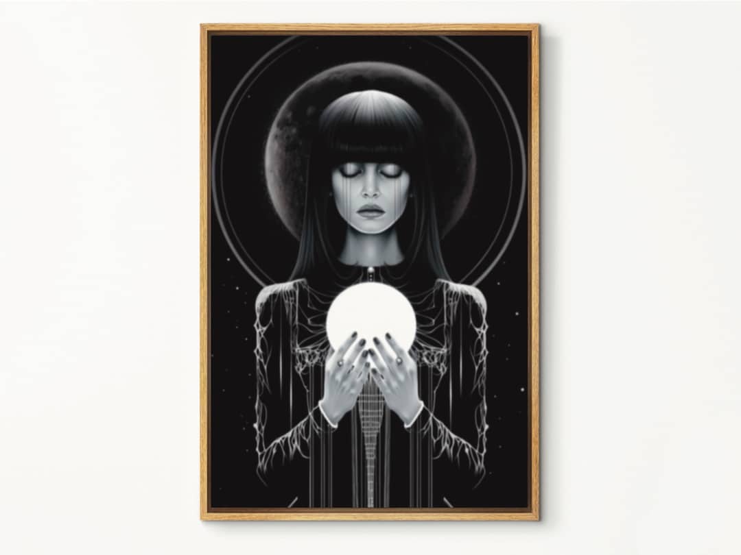 Majestic Woman Fortune Teller Art, Witchy Wall Art, Fortune Teller Wall ...