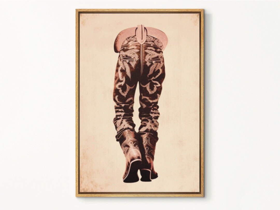 Preppy Cowboy Chaps Art Print, Cowboy Wall Art, Leather Cowboy Art ...