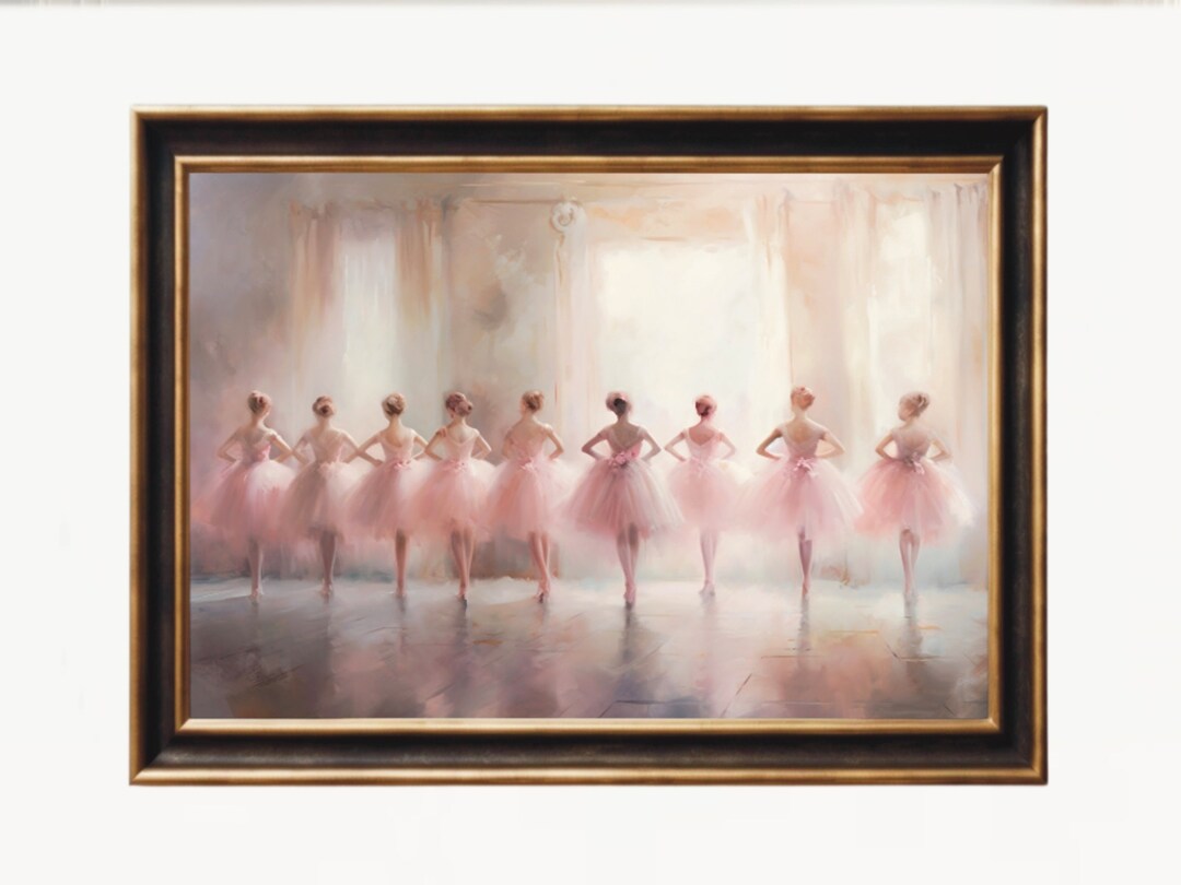 Dainty Ballet Class Oil Painting, Pink Ballerinas Painting, Dance ...