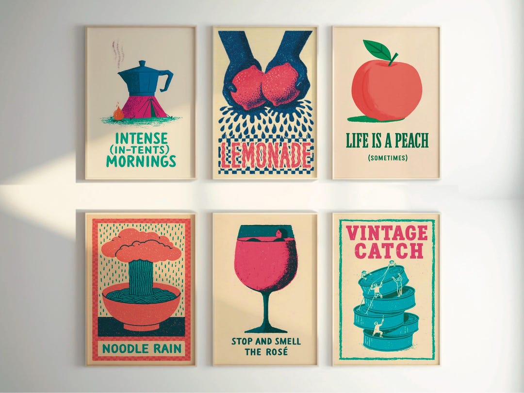 Funny Food Pun Wall Art Set of 12, Kitchen & Cafe Decor Prints ...