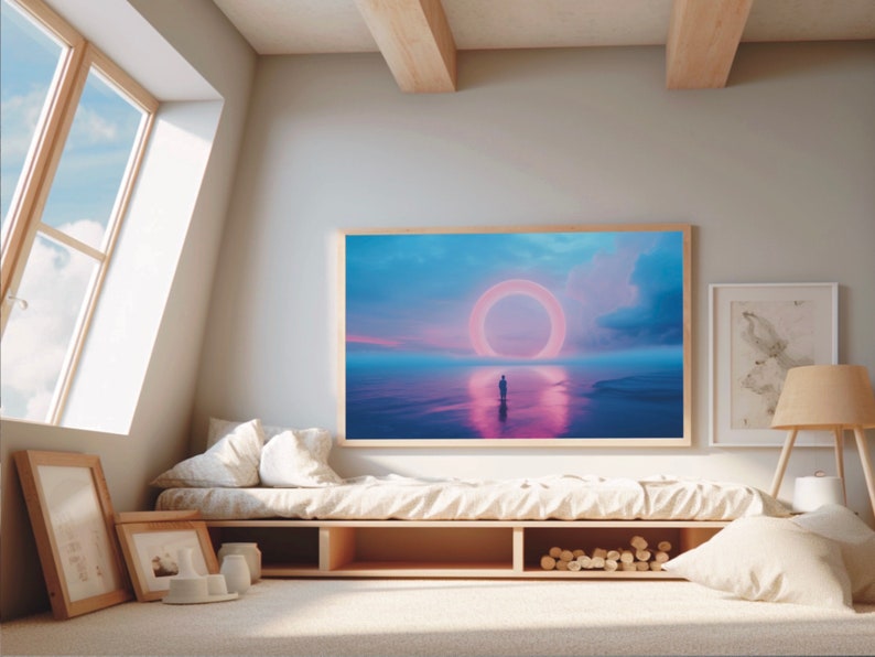 Galactic Pink Ring Wall Art, Portal Wall Art, Dystopian Wall Art, Pink ...