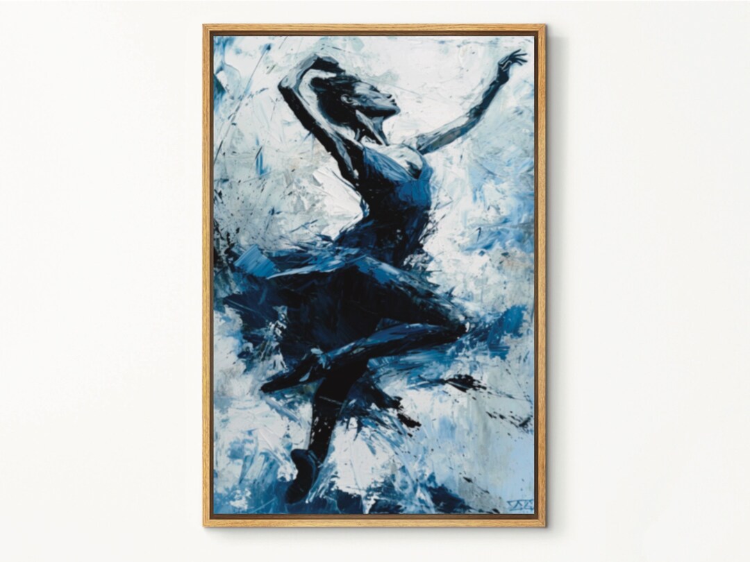 Blue Ballerina Passe Elegance Wall Art, Ballerina Oil Painting, Elegant ...