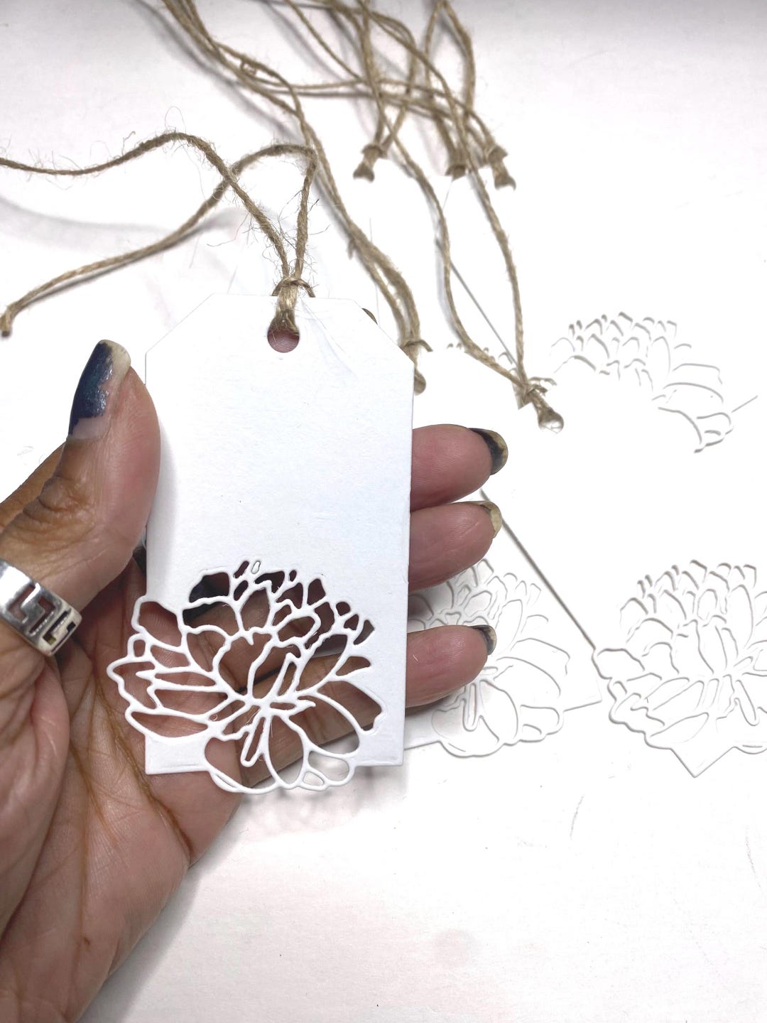 6 Peony Flower Rustic Brown or White Gift Tags, Set of 6 - Etsy