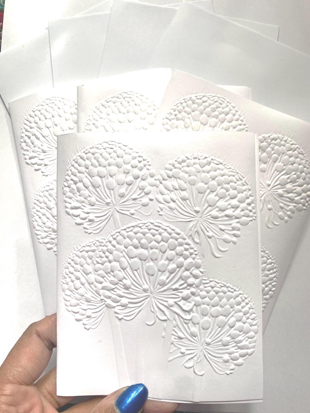 Allium Flowers Floral Embossed Cards, 4.25" X 5.5" - Etsy