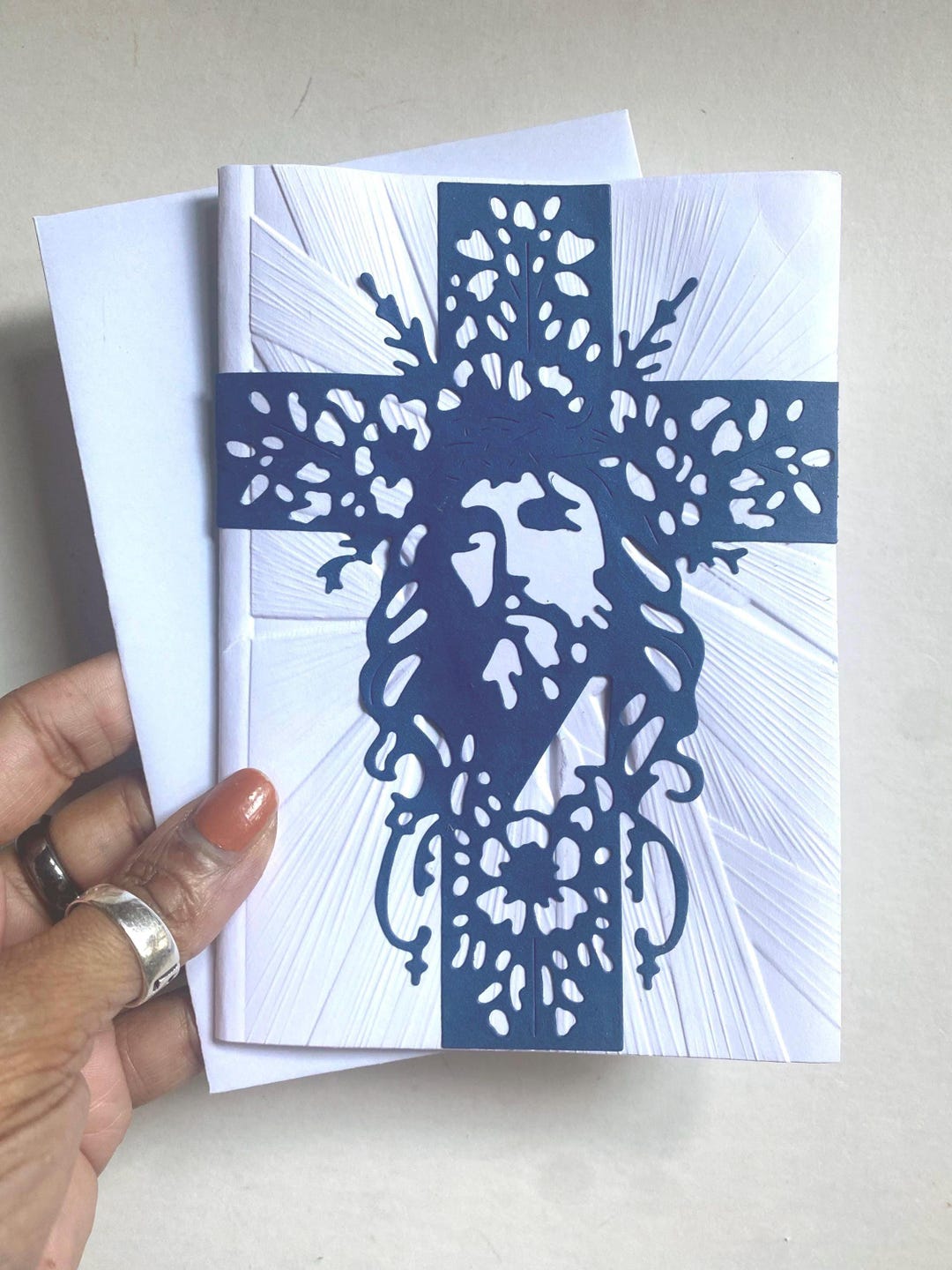 Jesus Cross Religious Blank Embossed Card, 4.25” X 6” - Etsy