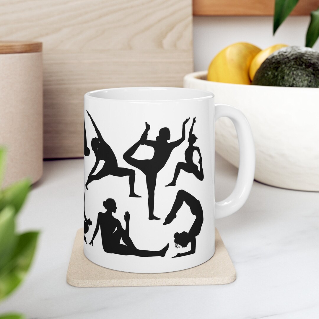 Yoga Poses White Ceramic Coffee Mug - Gift for Yoga Lover - Etsy