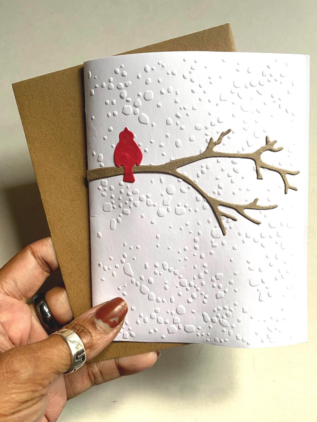 Cardinal on a Branch Embossed Card, 4.25” X 5.5” - Etsy