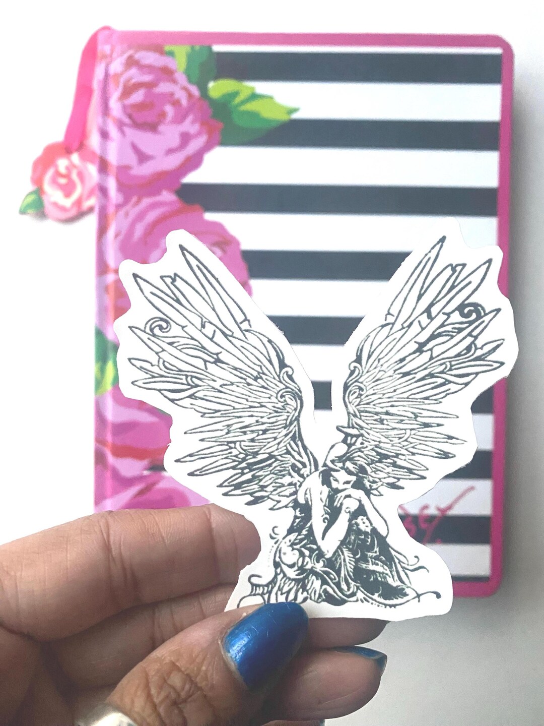 Thinking Angel Matte White Sticker - Etsy