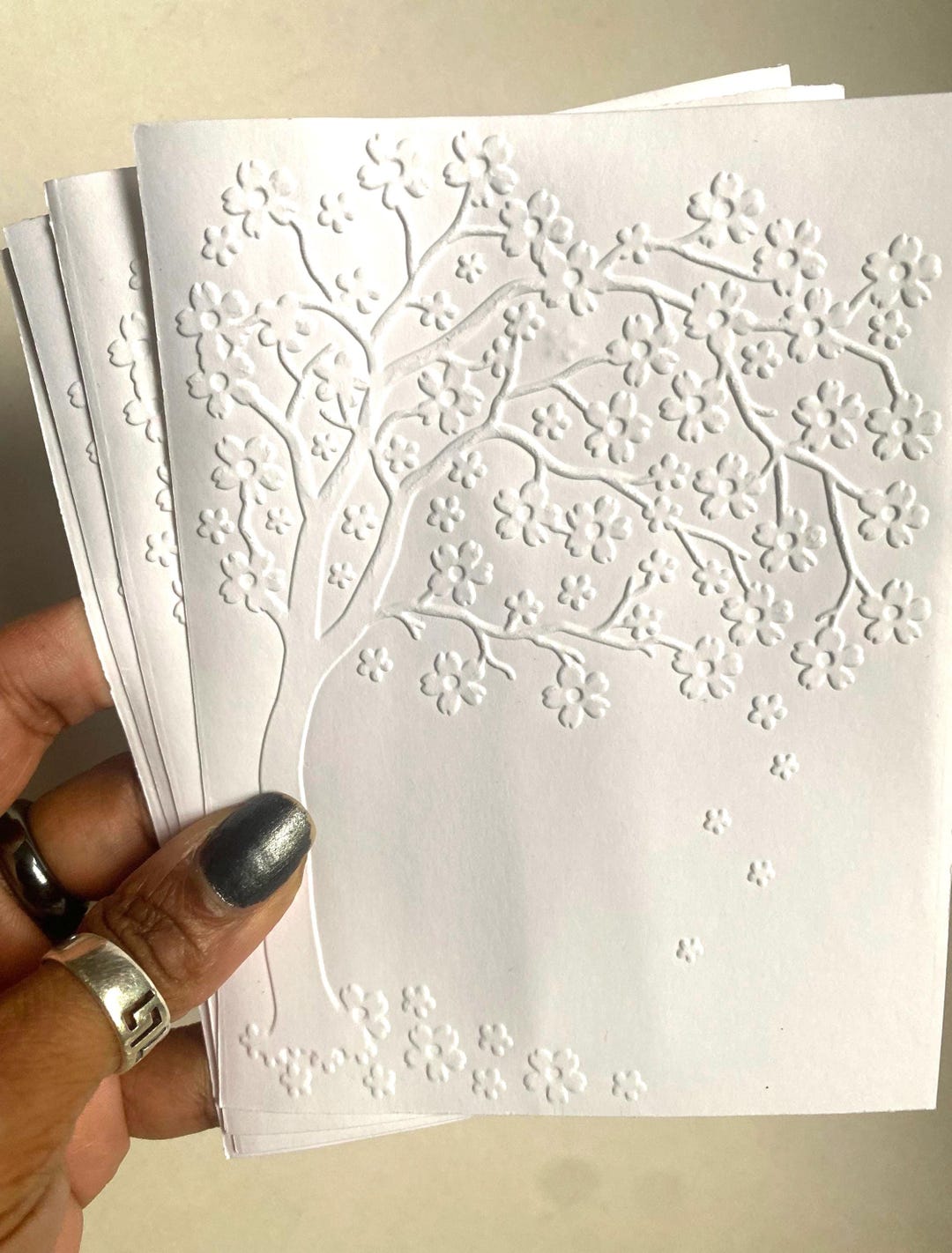 Tree With Falling Leaves Embossed Cardstock for Card Making, Junk ...