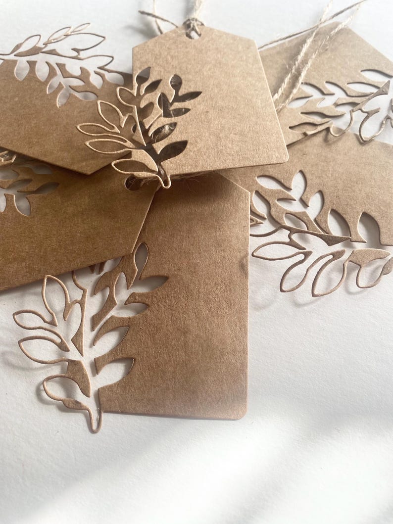 6 Leaf Rustic Brown or White Gift Tags, Set of 6 - Etsy