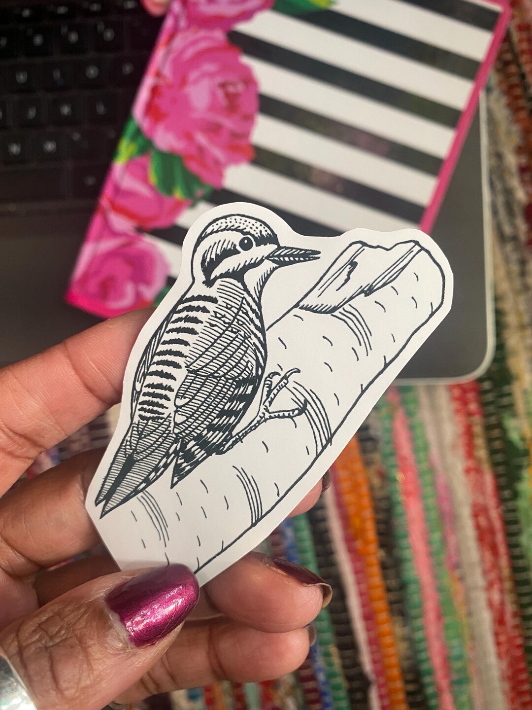 Downy Woodpecker Matte White Sticker - Etsy