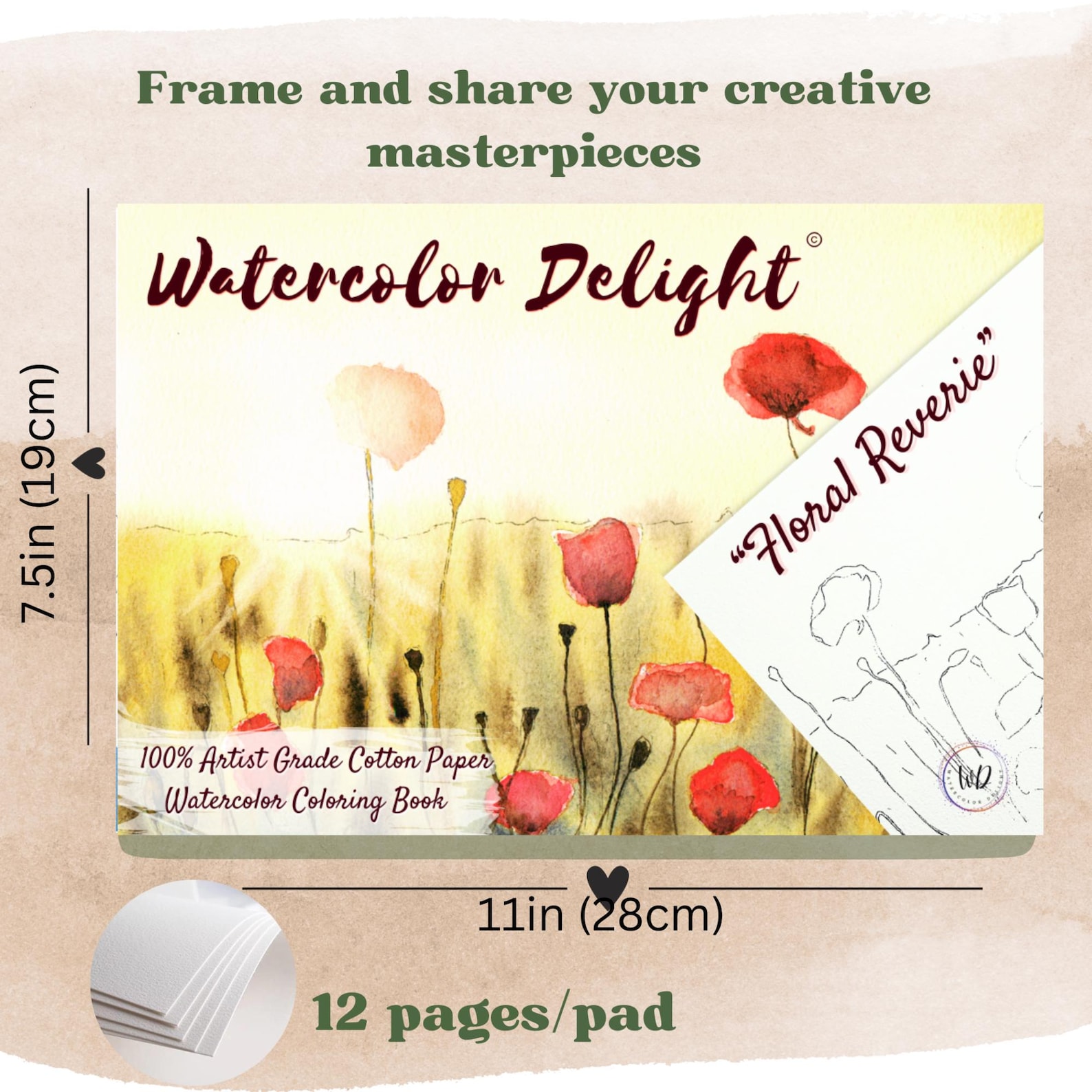 Flowers Watercolor Coloring Book "watercolor Delight" | 100% Artist ...