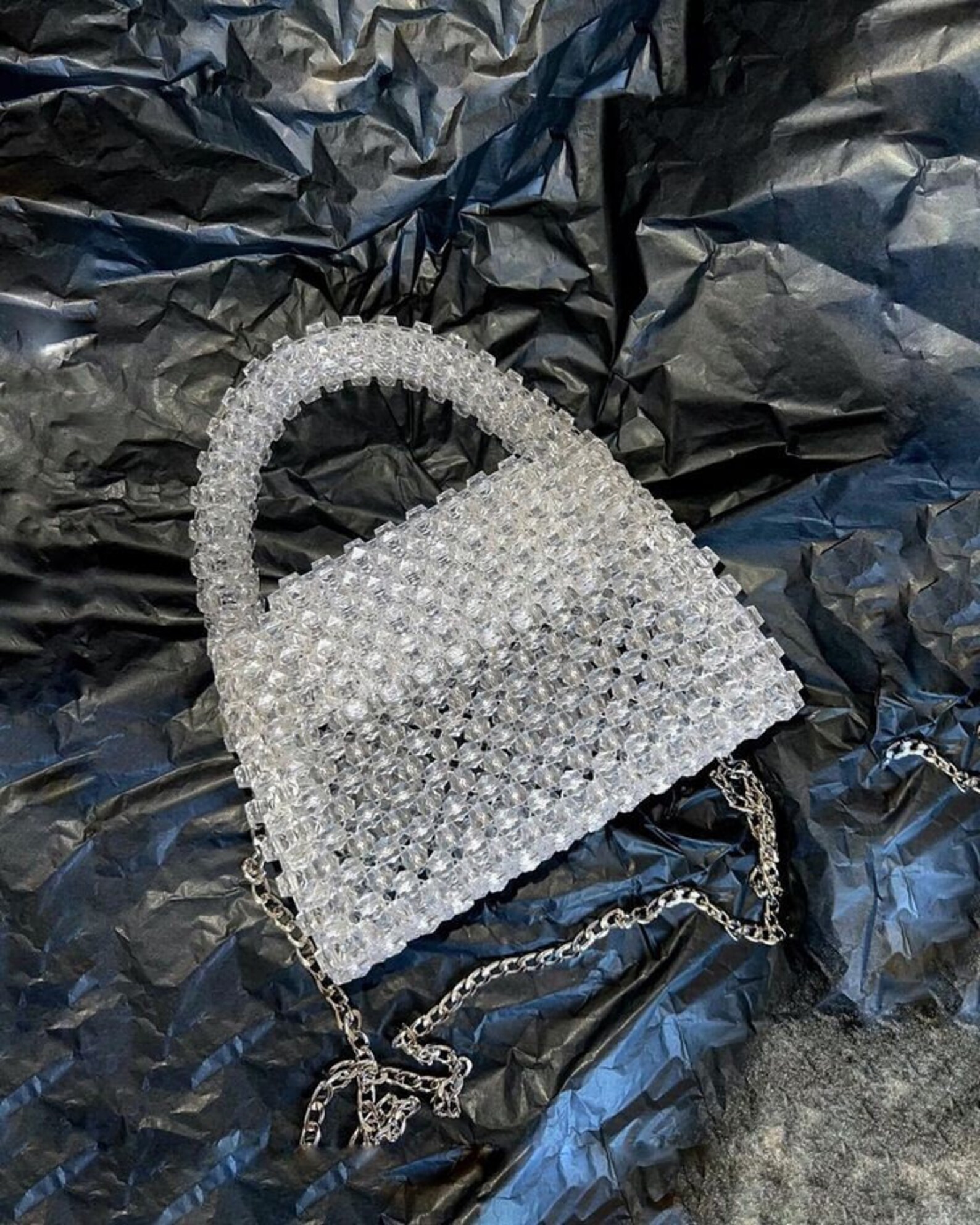 Transparent Crystal Bead Bag, Transparent Bag, Shoulder Bag, Purse ...