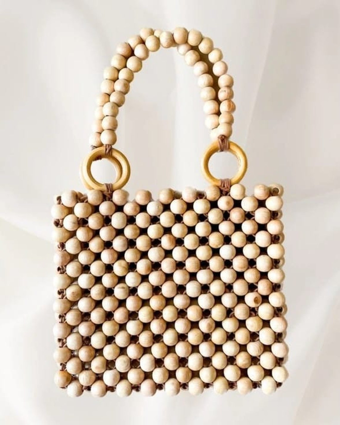 Wooden Bead Bag, Bead Bag, Travel Bag, Daily Bag, Beach Bag - Etsy