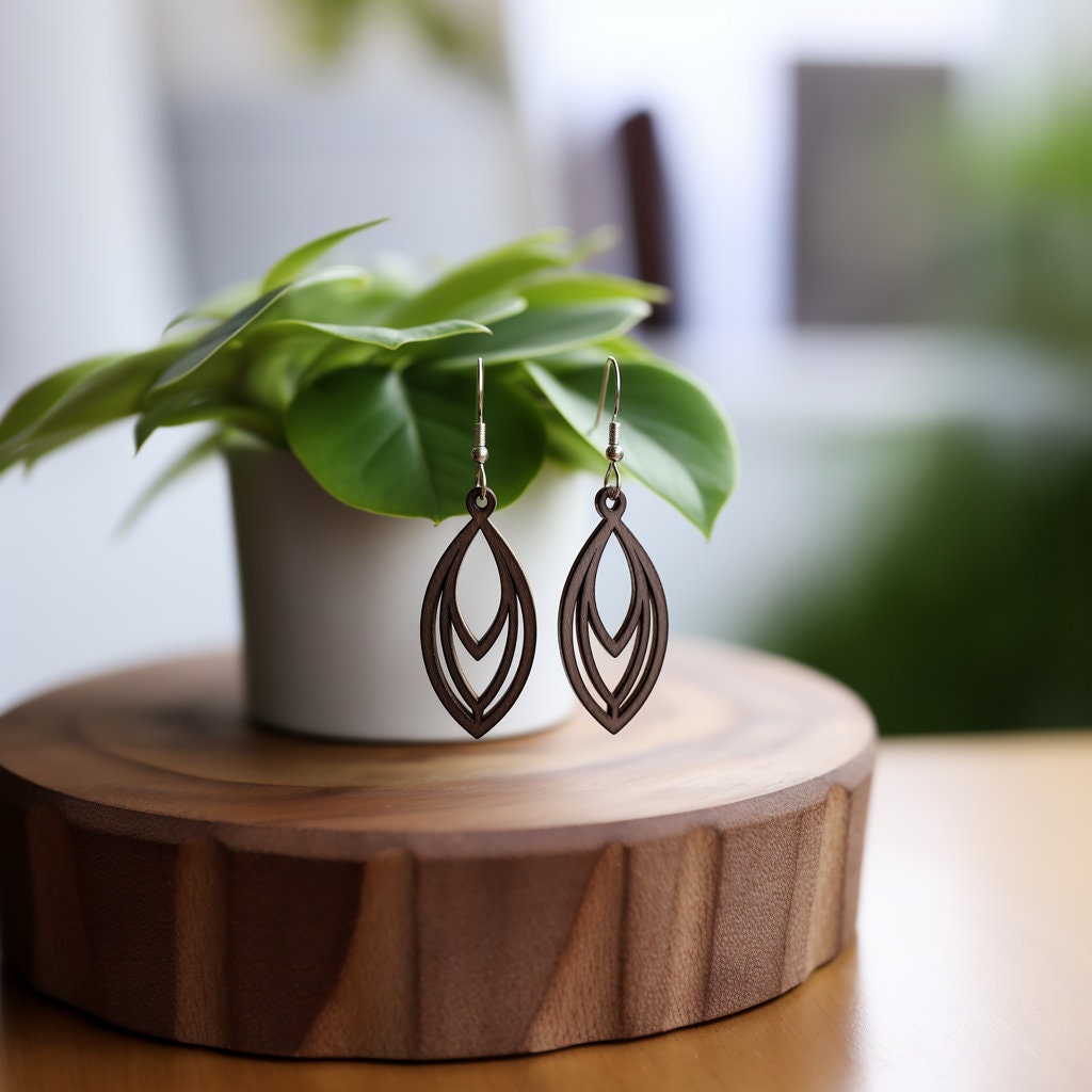10 Elegant Wooden Earring Templates Bundle Laser Cut Dangle - Etsy UK