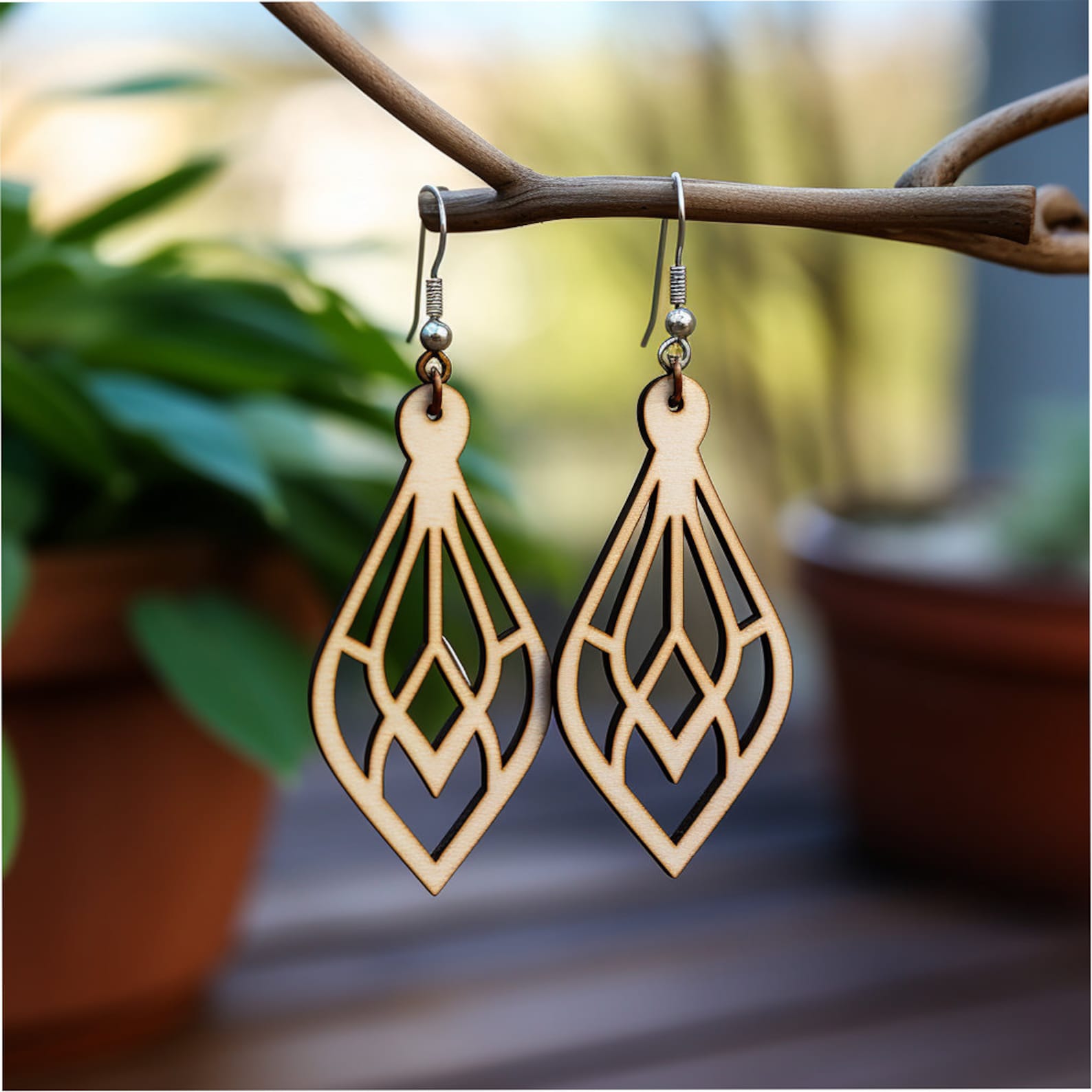 10 Earring Design Svg, Dangle Earring Svg, Cute Wood Earrings, Flower ...