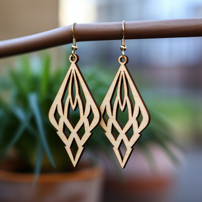 Laser Cut Wooden Earring Templates: Geometric Dangle Designs (digital ...