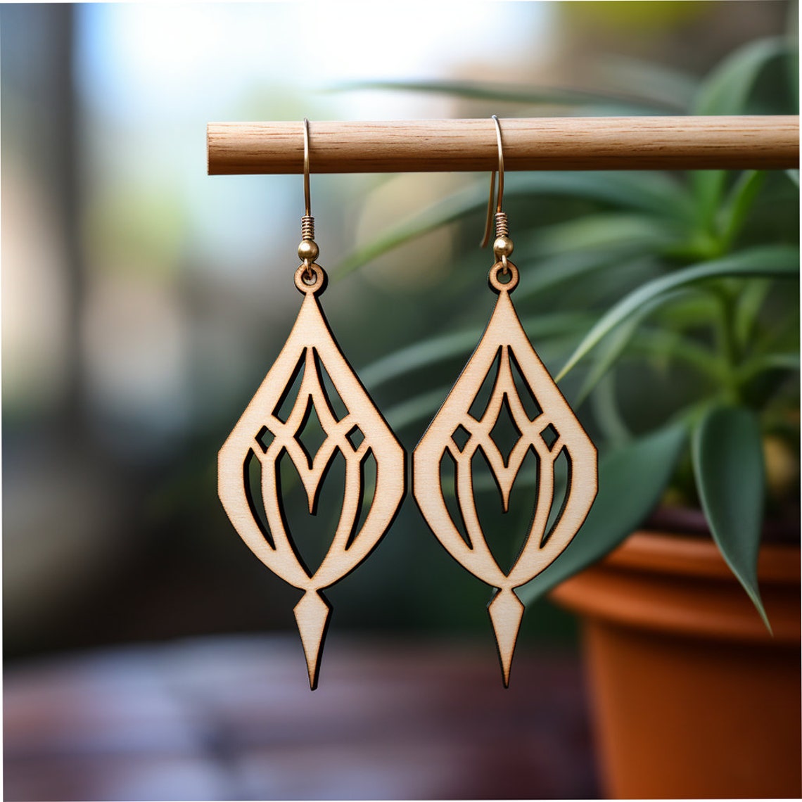 Laser Cut Wooden Earring Designs: Geometric Dangle Set (digital ...