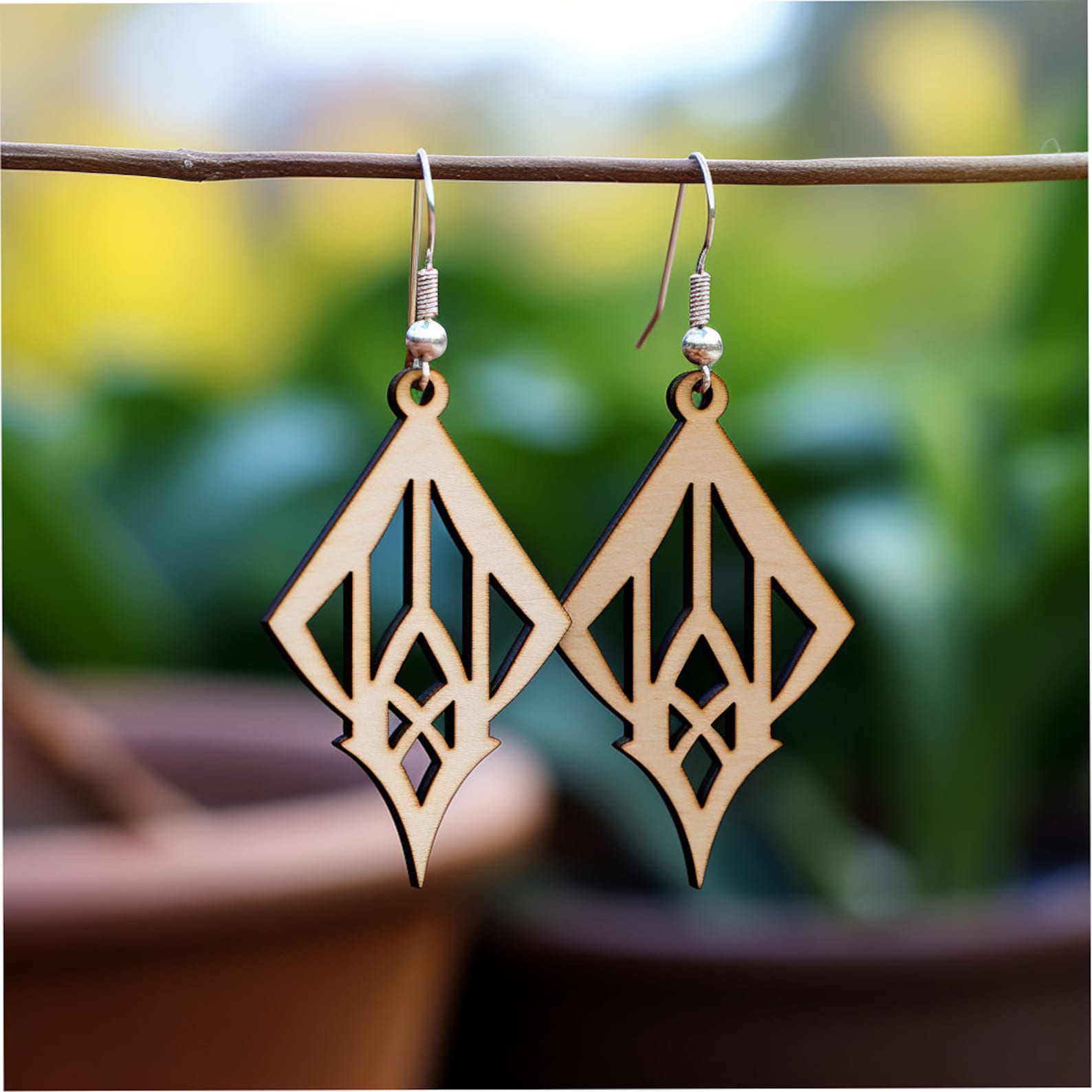 10 Earring Design Svg, Dangle Earring Svg, Cute Wood Earrings, Flower ...