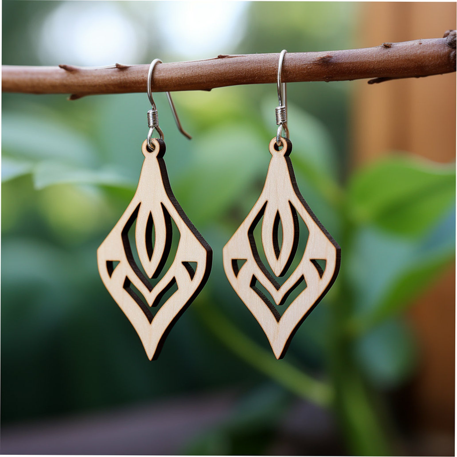 10 Earring Design Svg, Dangle Earring Svg, Cute Wood Earrings, Flower ...