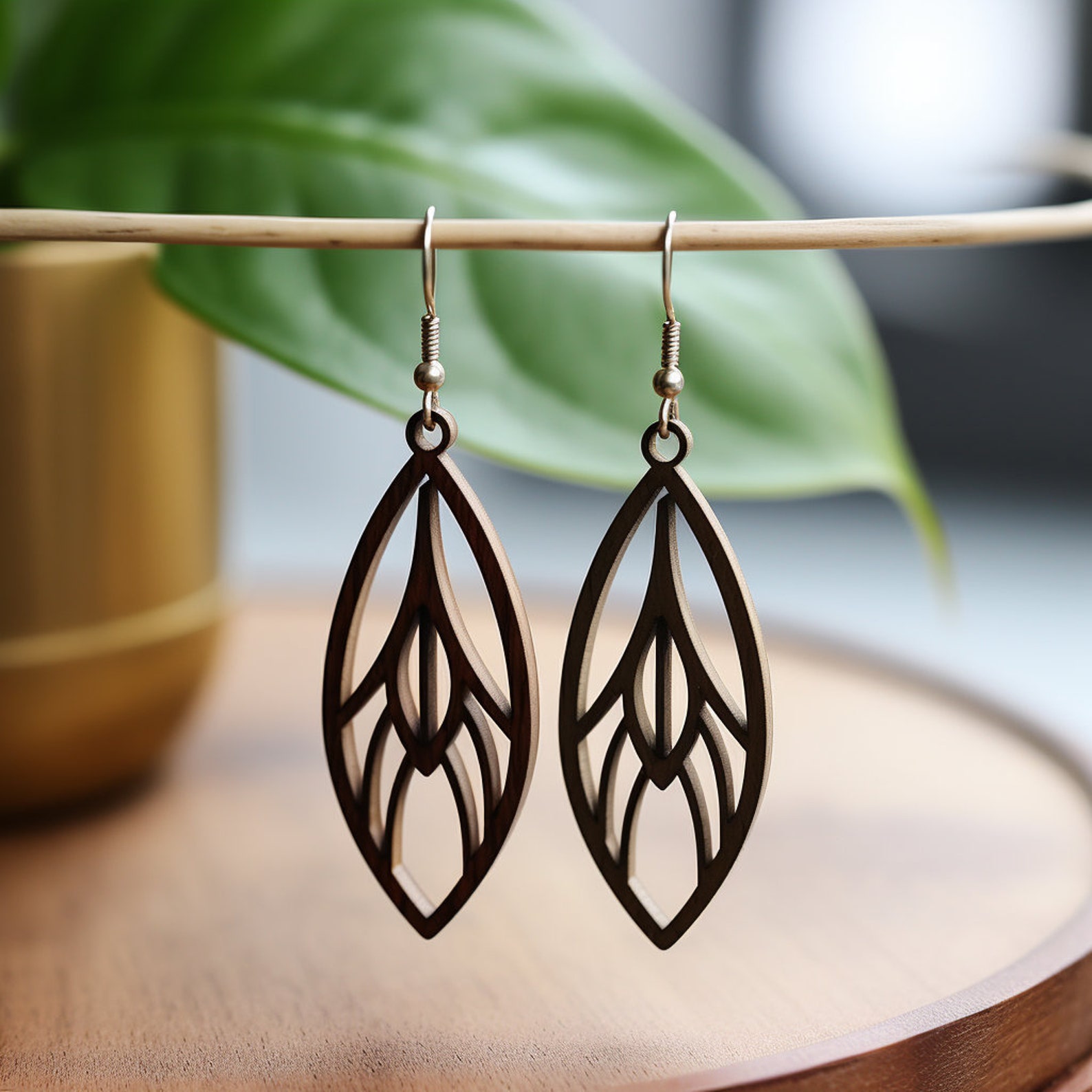 10 Elegant Wooden Earring Templates Bundle Laser Cut Dangle Designs for ...
