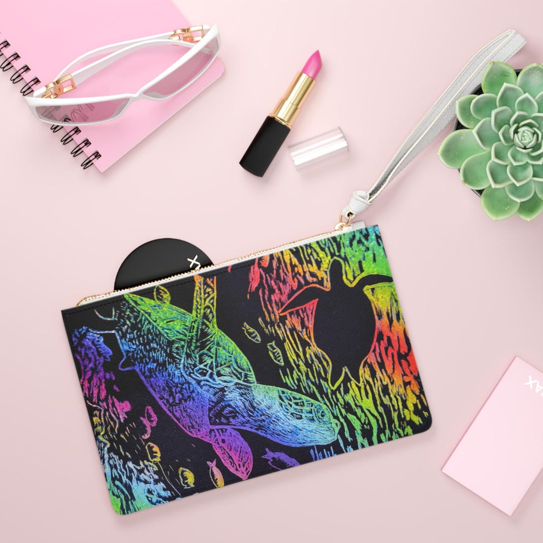 Vibrant Holographic Turtle Clutch Bag - Etsy