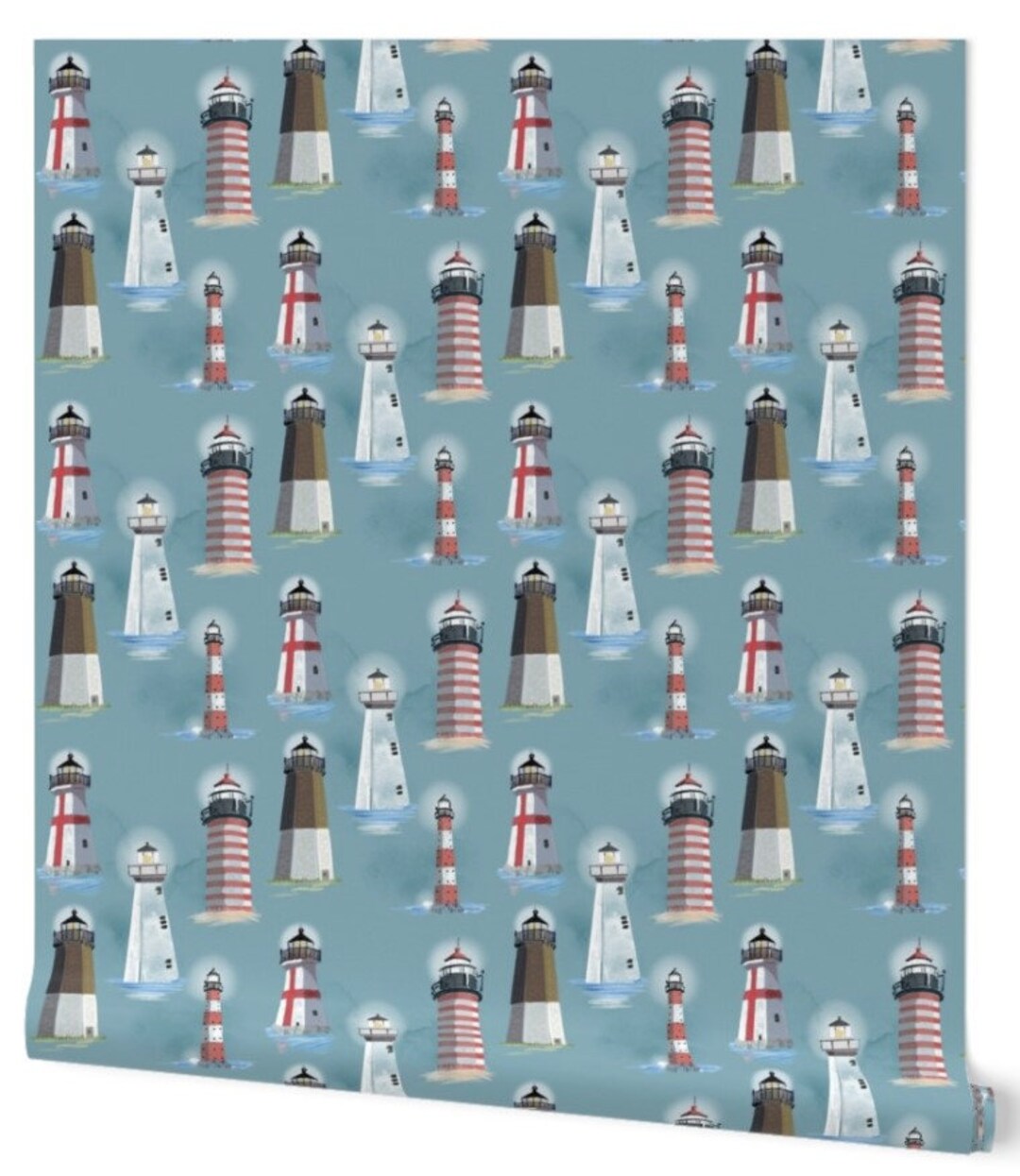 Lighthouses Wallpaper: Linen Textured, Removable Wallcovering - Etsy